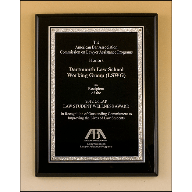 Engraved Award Plaque with Silver Florentine Aluminum Plate